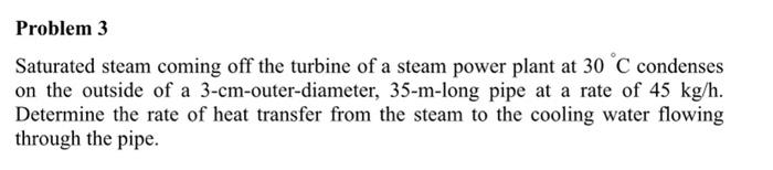 Solved Problem 3 Saturated steam coming off the turbine of a | Chegg.com