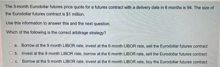 Solved The 3-month Eurodollar futures price quote for a | Chegg.com
