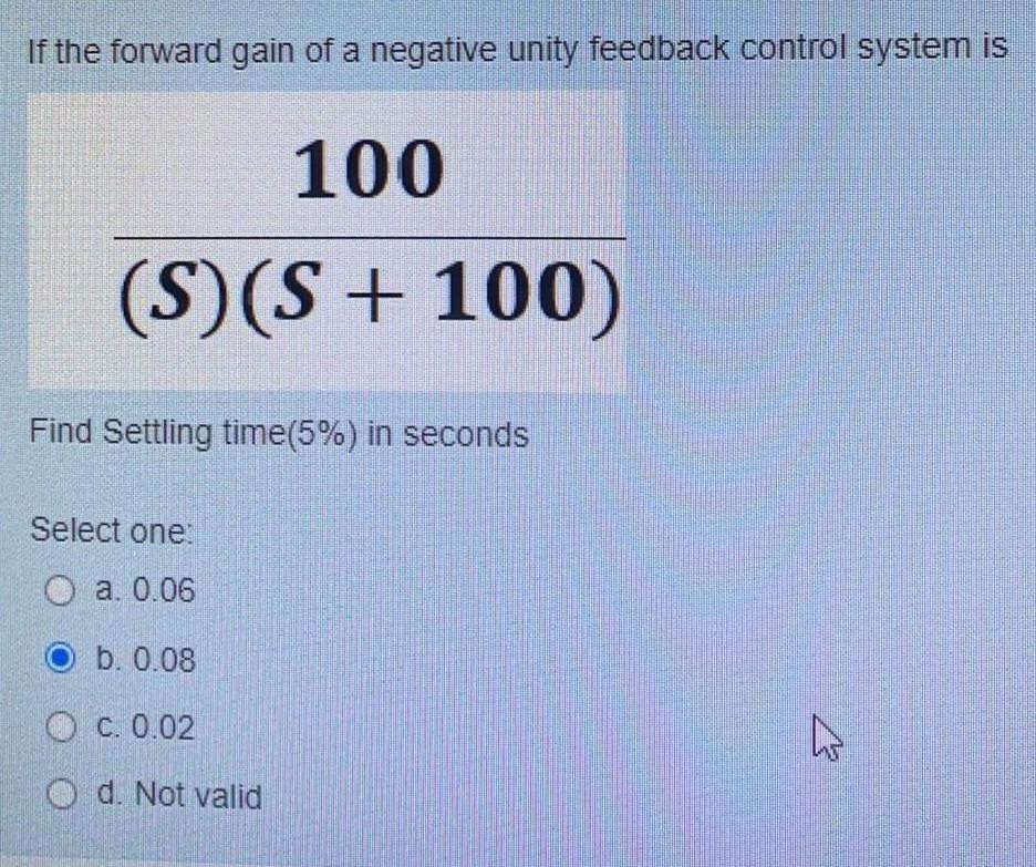 Solved If the forward gain of a negative unity feedback | Chegg.com
