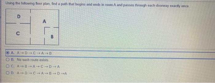 Solved Using the following floor plan, find a path that | Chegg.com