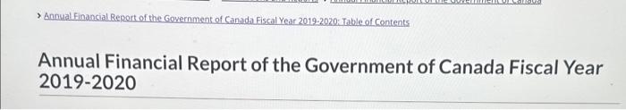 Solved Annual Financial Report of the Government of Canada | Chegg.com