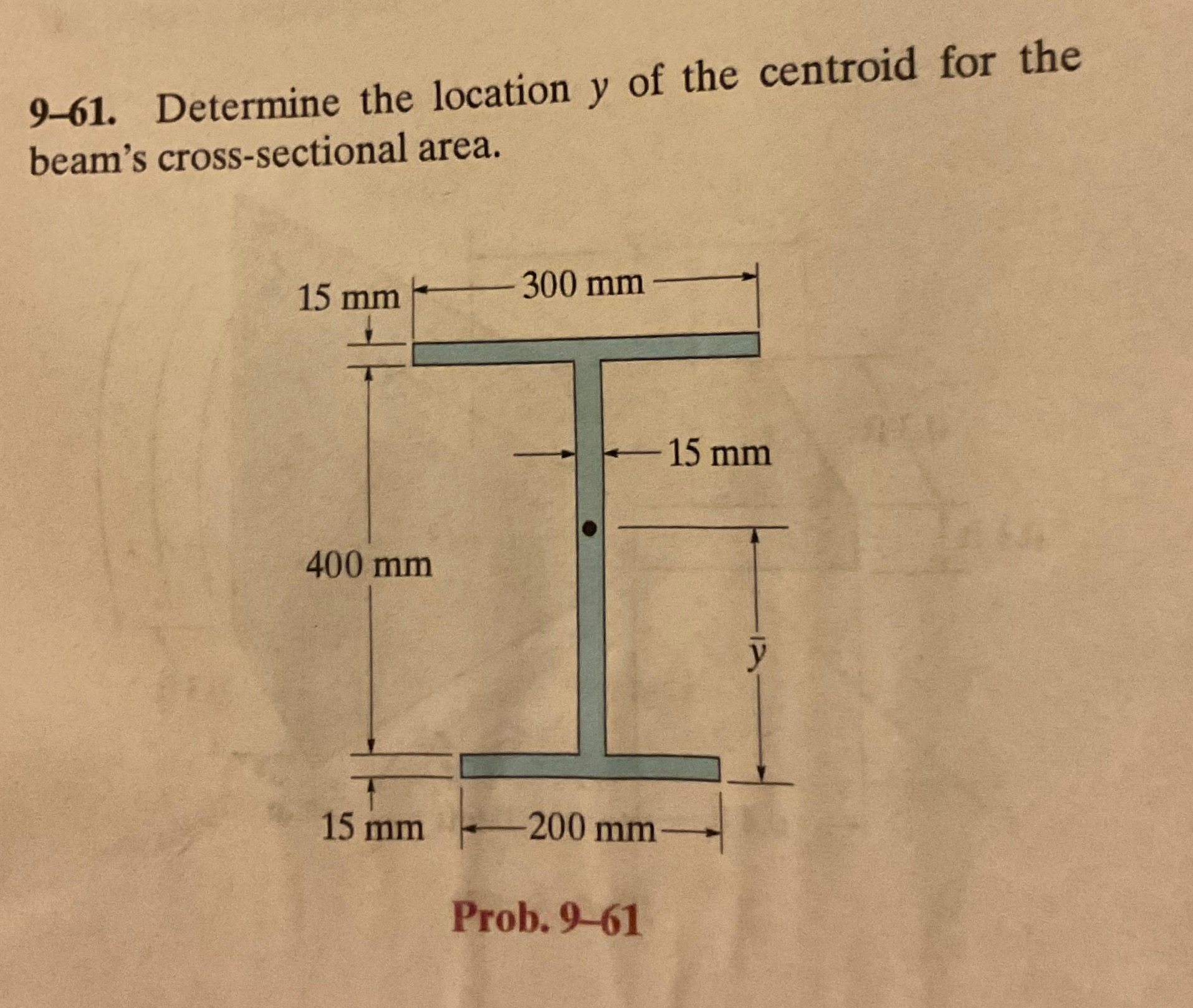 Solved 9-61. ﻿Determine the location y ﻿of the centroid for | Chegg.com