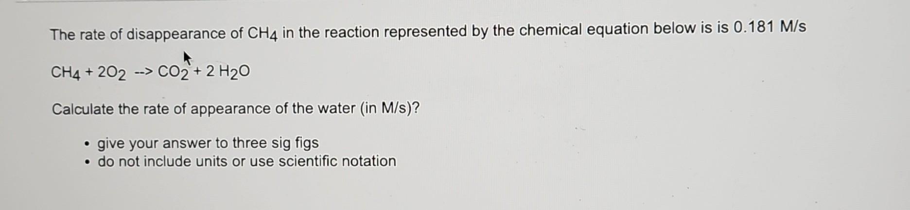 Solved The rate of disappearance of CH4 in the reaction | Chegg.com