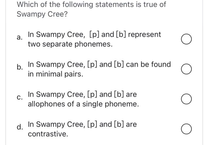 Examine the Swampy Cree (Algonquian) data below and | Chegg.com