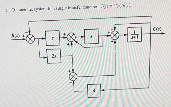 Solved 2. Reduce the system to a single transfer function, | Chegg.com