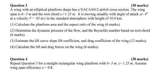 Solved Question 3 (30 marks) A wing with an elliptical | Chegg.com