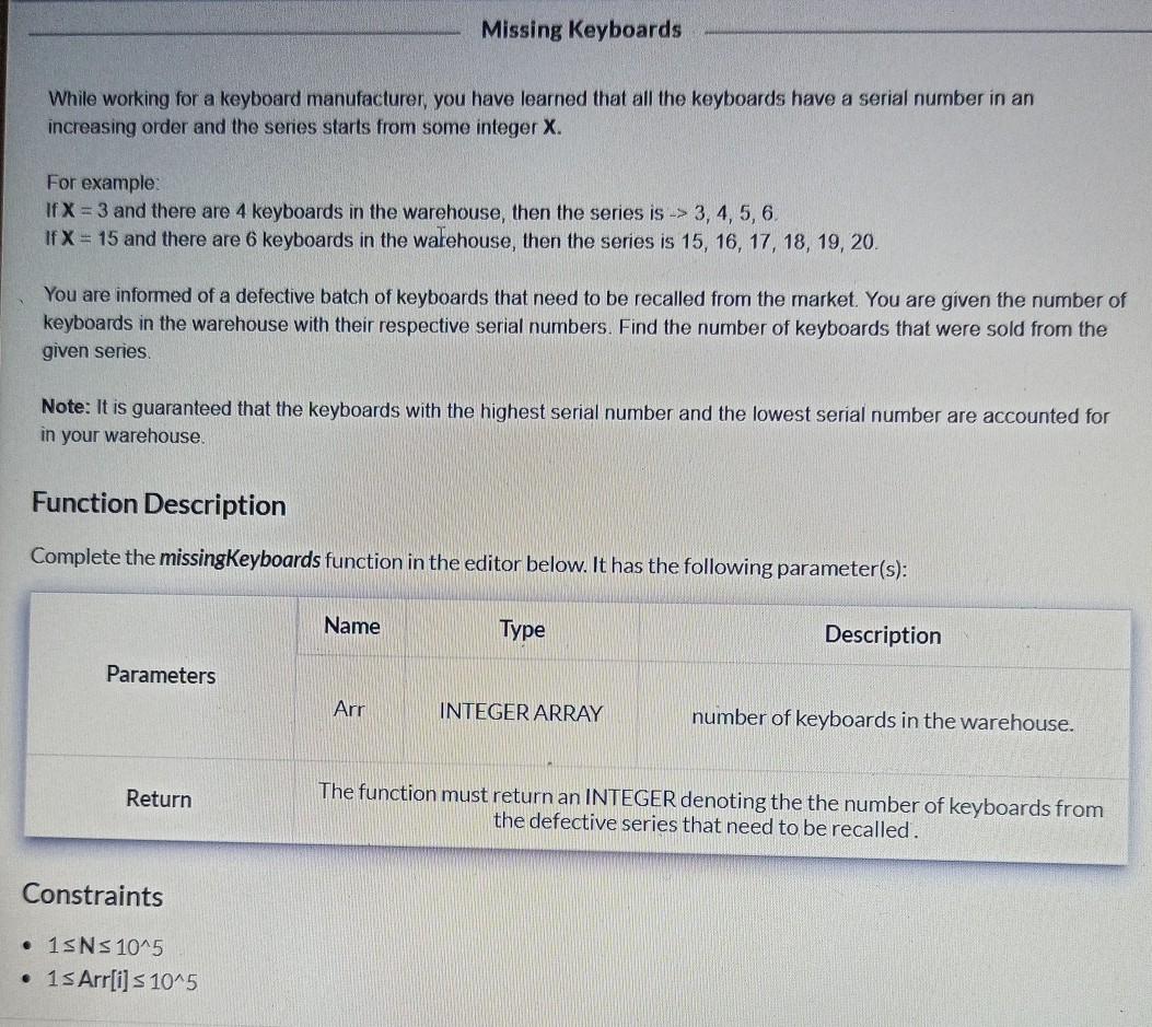 Solved Missing Keyboards While working for a keyboard | Chegg.com