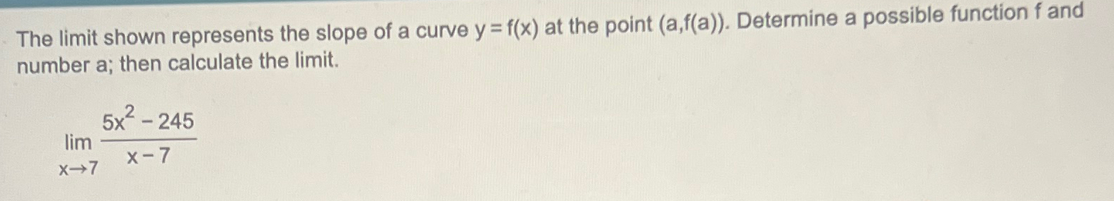 Solved The limit shown represents the slope of a curve | Chegg.com