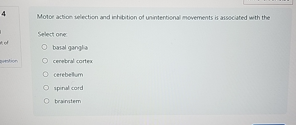 Solved 4 ﻿Motor action selection and inhibition of | Chegg.com