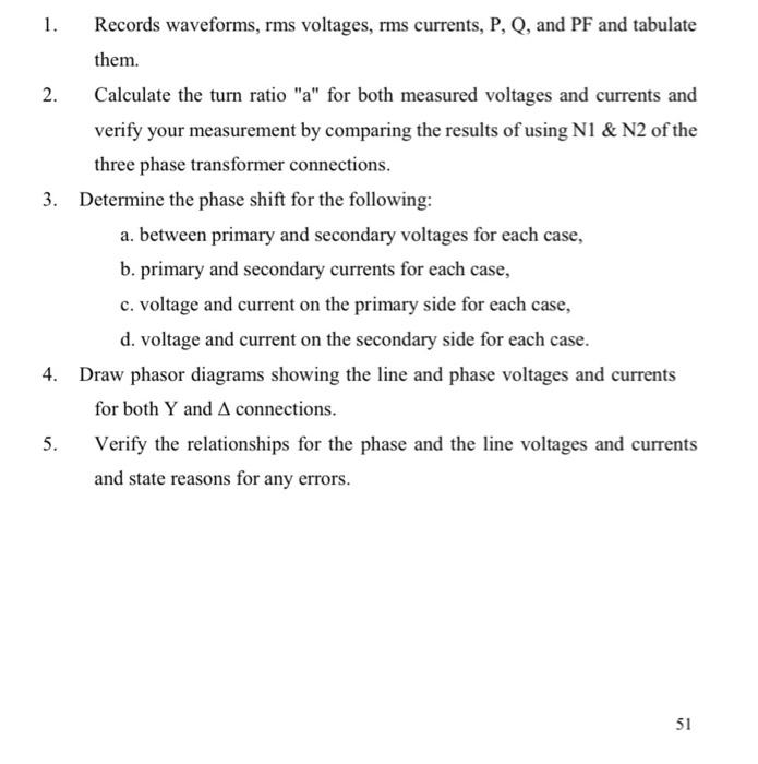 Solved 1. Records waveforms, rms voltages, rms currents, P, | Chegg.com