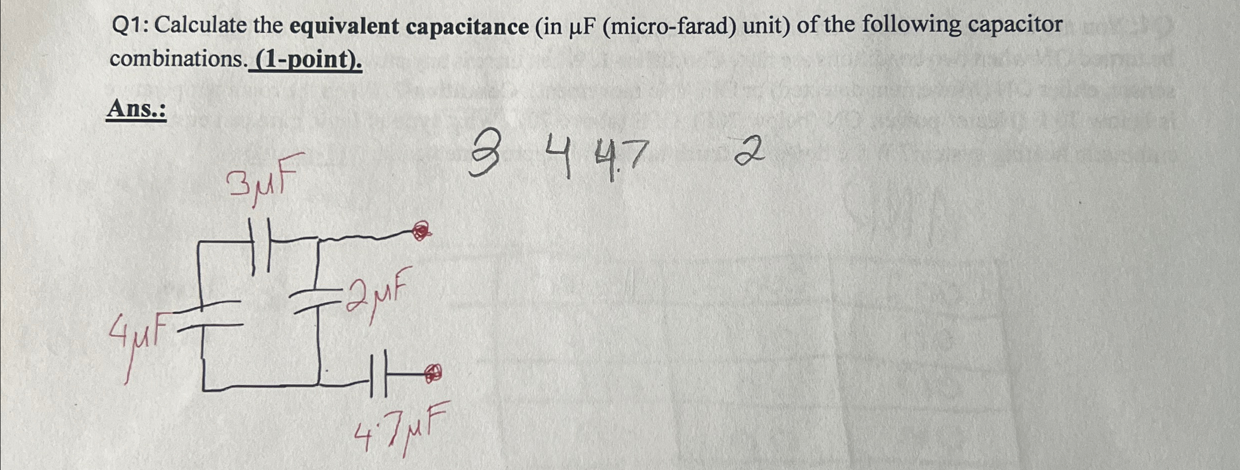 Solved Q1: Calculate the equivalent capacitance (in | Chegg.com