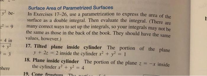 Solved Surface Area of Parametrized Surfaces In Exercises | Chegg.com