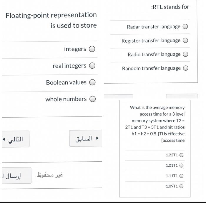 Solved RTL stands for Floating-point representation is used | Chegg.com