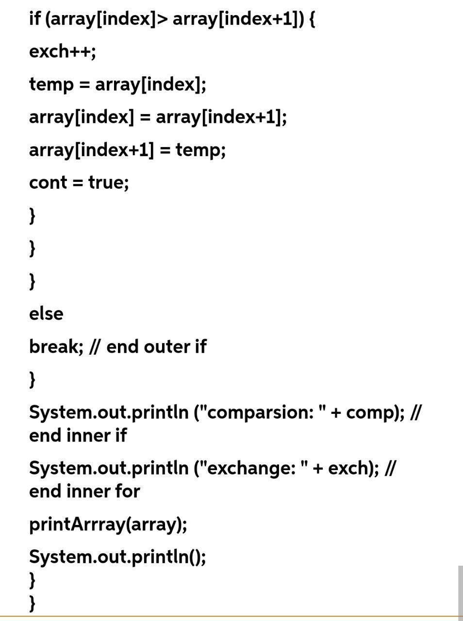 If Array[index] Array[index 1] { Exch Temp