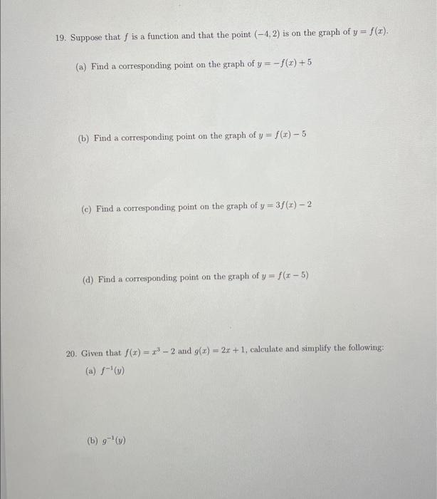 Solved 19. Suppose that f is a function and that the point | Chegg.com