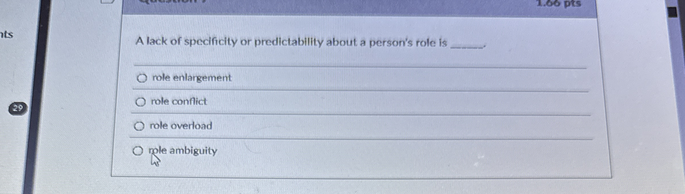 Solved A lack of specificity or predictability about a | Chegg.com