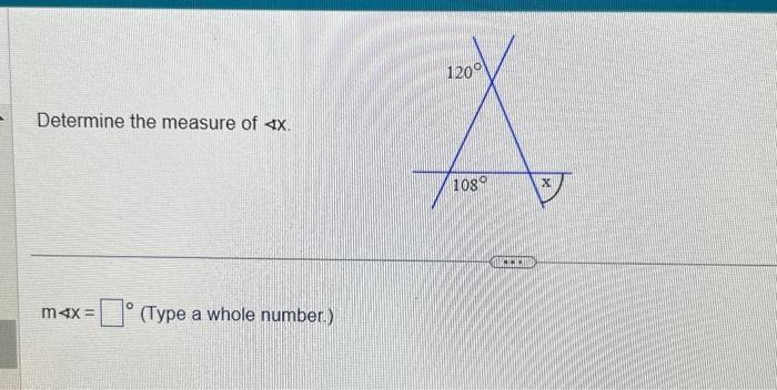 Solved Determine the measure of \( \varangle x \). m4x= | Chegg.com