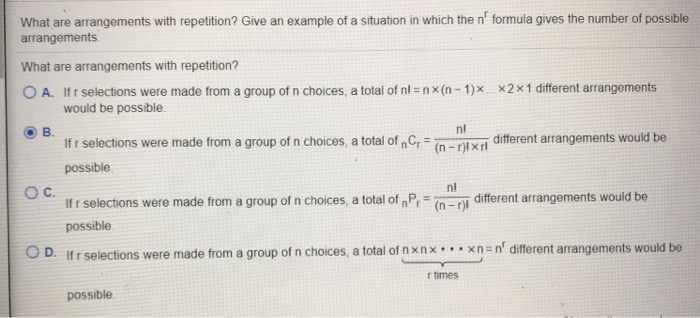 Solved What are arrangements with repetition? Give an | Chegg.com