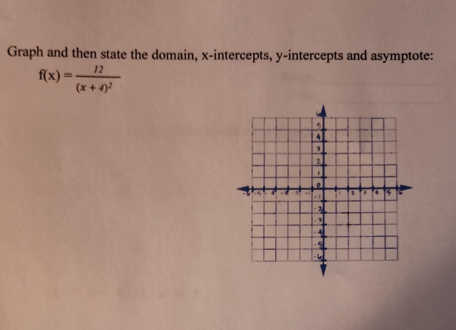 Solved Graph and then state the domain, x-intercepts, | Chegg.com