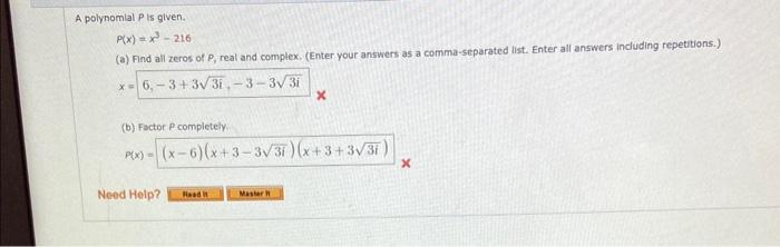 Solved A polynomial P is given, P(x)=x6−1 (a) Find all zeros | Chegg.com
