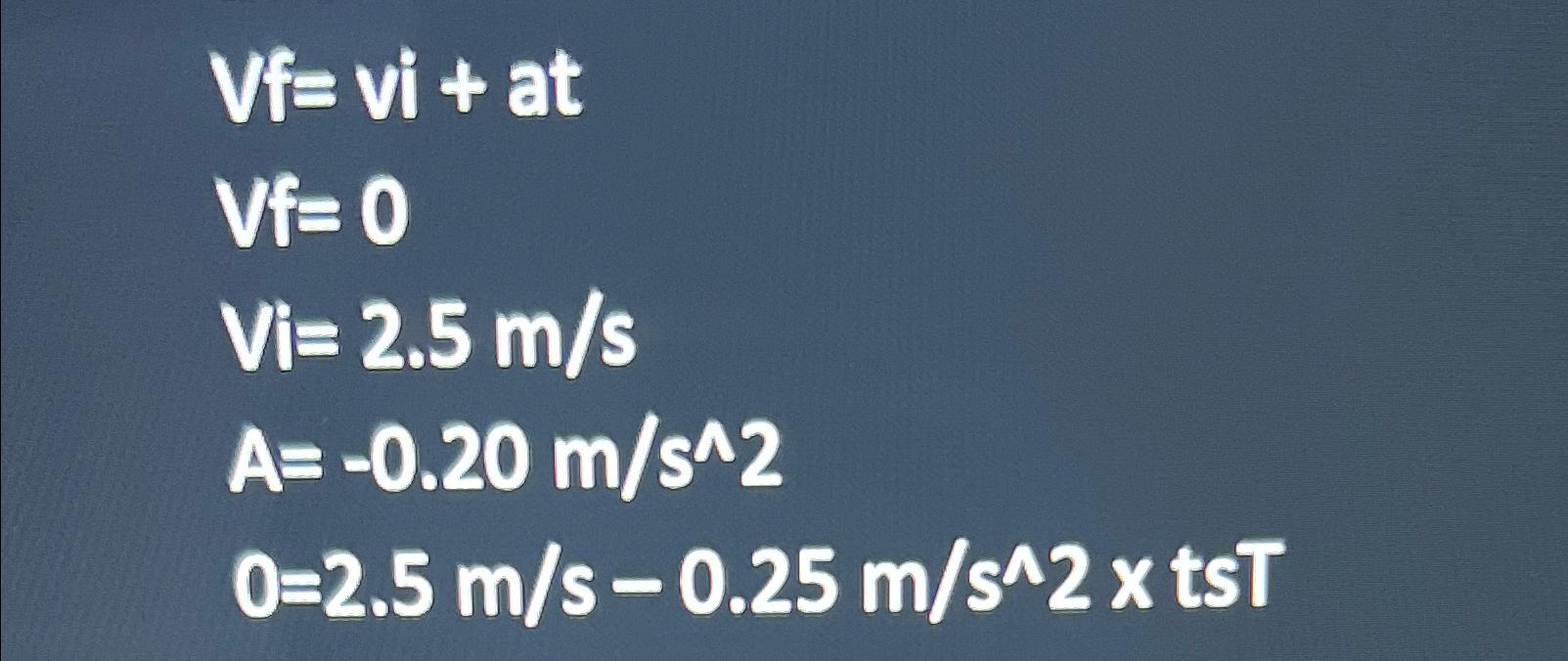 Solved Vf=vi+ at | Chegg.com