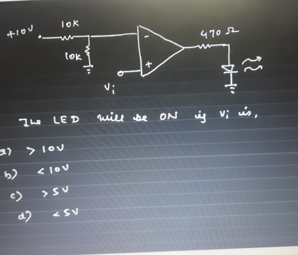 Solved The LED will be ON if vi | Chegg.com
