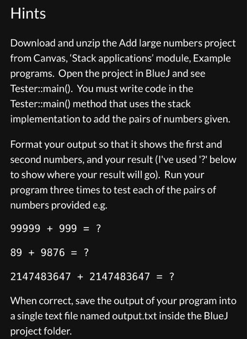 Solved We have seen how to use stacks to safely add integer | Chegg.com