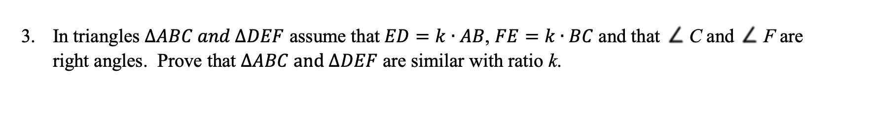 Solved In triangles ????ABC ﻿and ????DEF ﻿assume that | Chegg.com