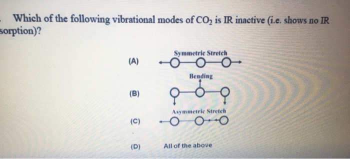 Solved Which of the following vibrational modes of CO2 is IR | Chegg.com