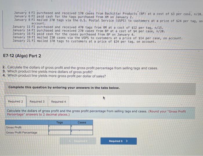 Solved Required information E7-12 (Algo) Using FIFO for | Chegg.com