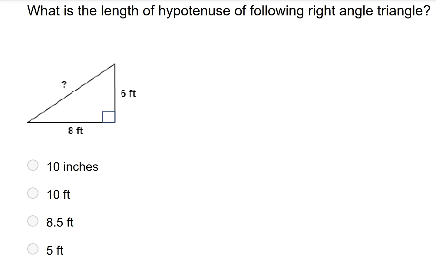 Solved What is the length of hypotenuse of following right | Chegg.com