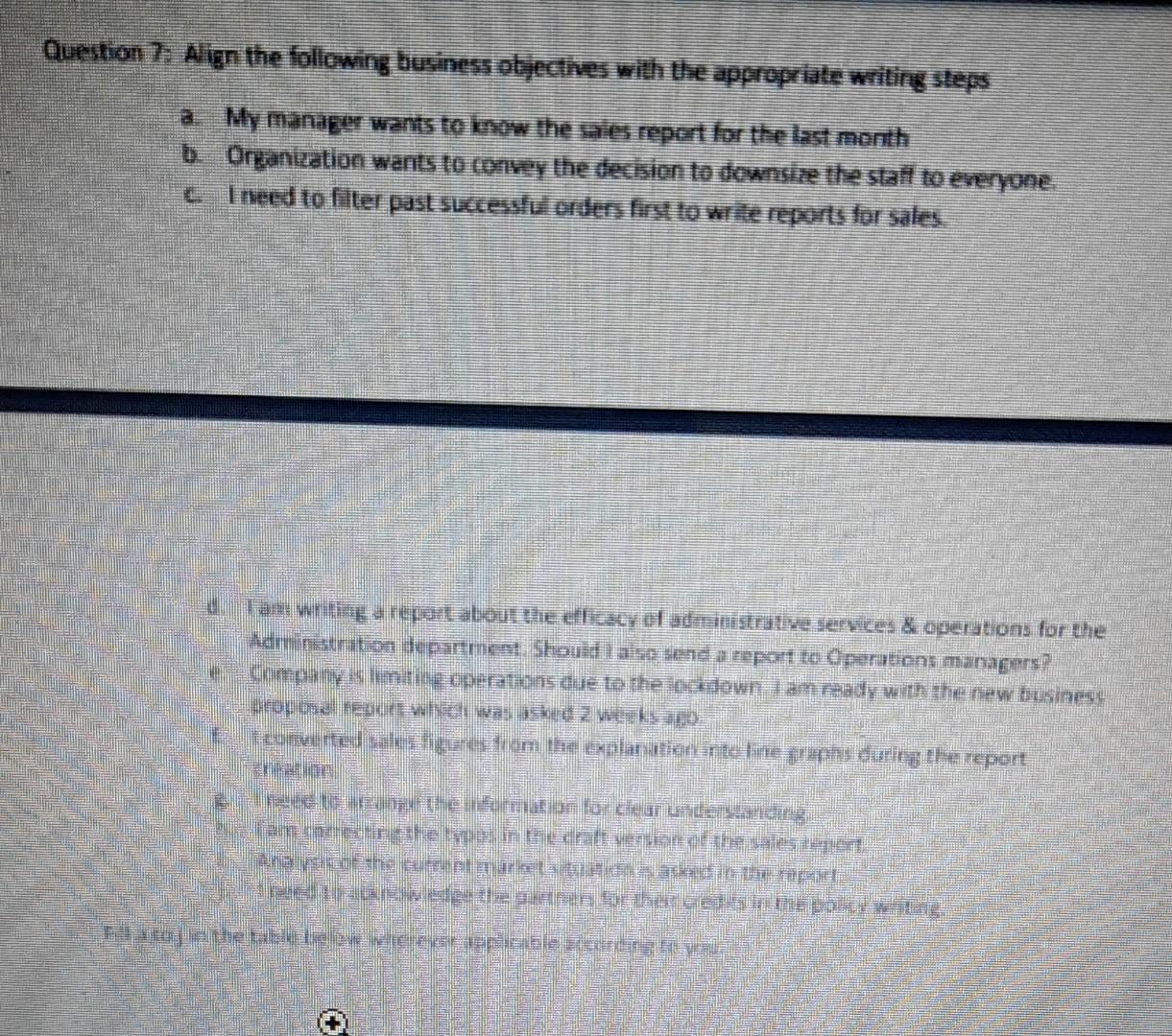 Quedtion 7: A ifn the following busines otjecties | Chegg.com