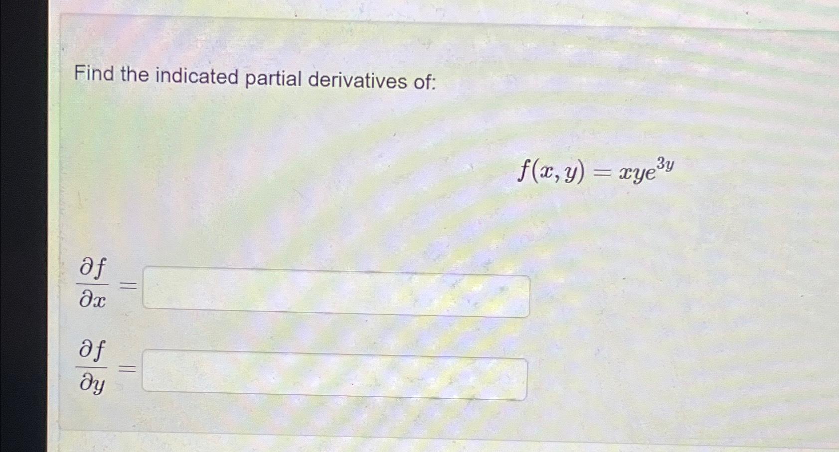 Solved Find the indicated partial derivatives | Chegg.com