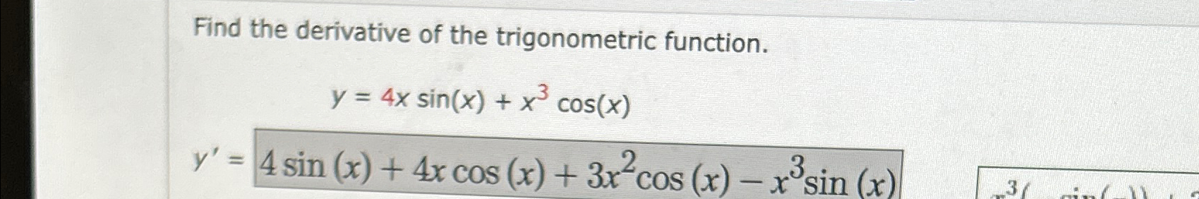 Solved Find the derivative of the trigonometric | Chegg.com