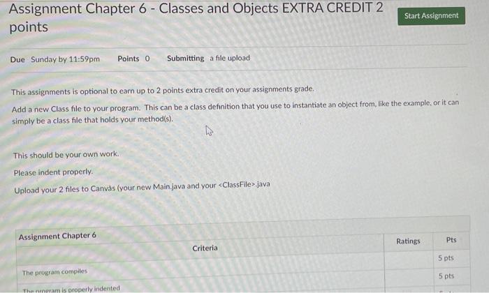 Solved Assignment Chapter 6 - Classes and Objects EXTRA | Chegg.com
