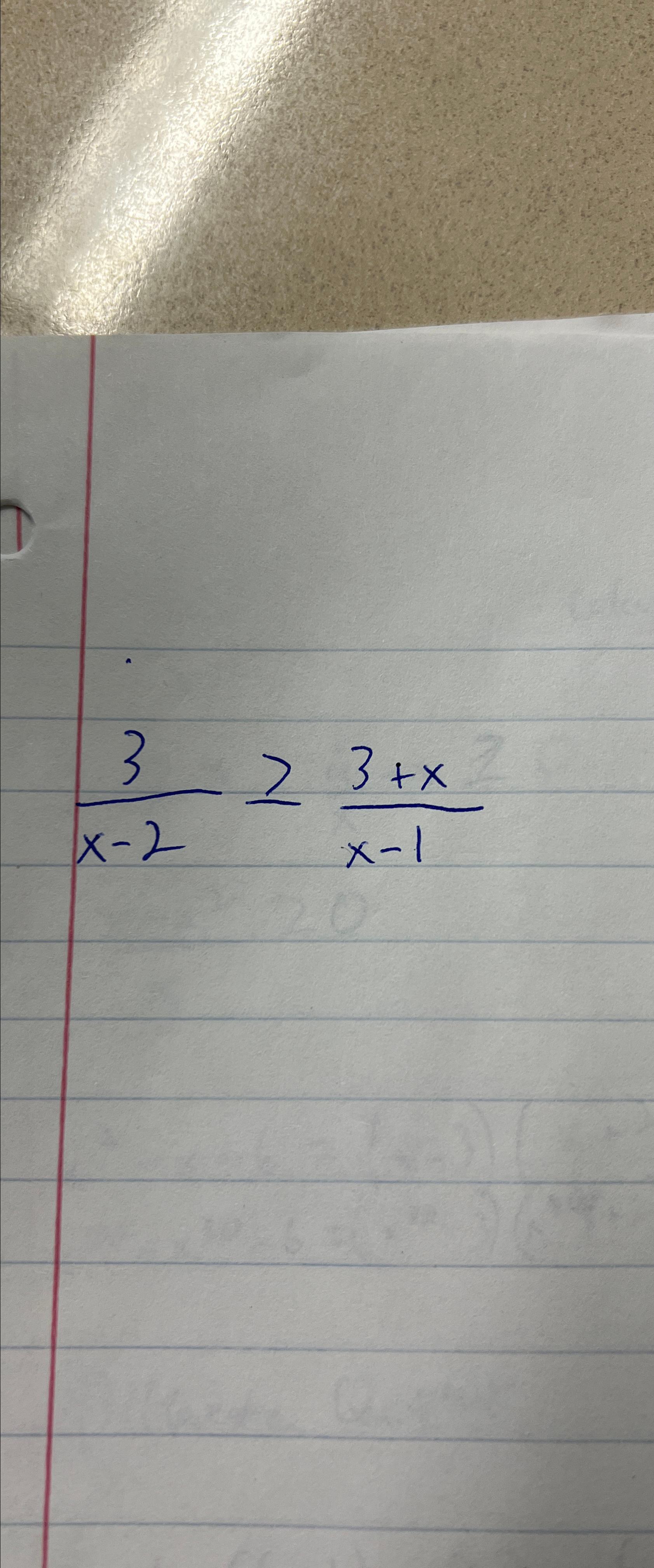 Solved 3x-2≥3+xx-1 | Chegg.com