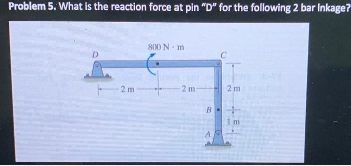 Solved Problem 5. What is the reaction force at pin " D " | Chegg.com
