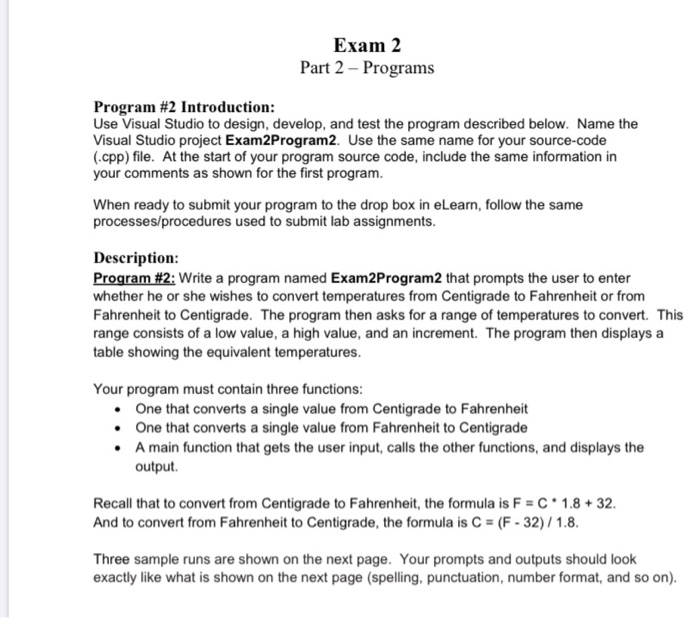 Solved Exam 2 Part 2 - Programs Program #2 Introduction: Use | Chegg.com