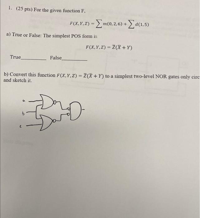 Solved 1. (25 pts) For the given function F, | Chegg.com