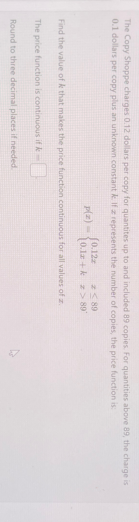 Solved The Copy Shoppe charges 0.12 ﻿dollars per copy for | Chegg.com