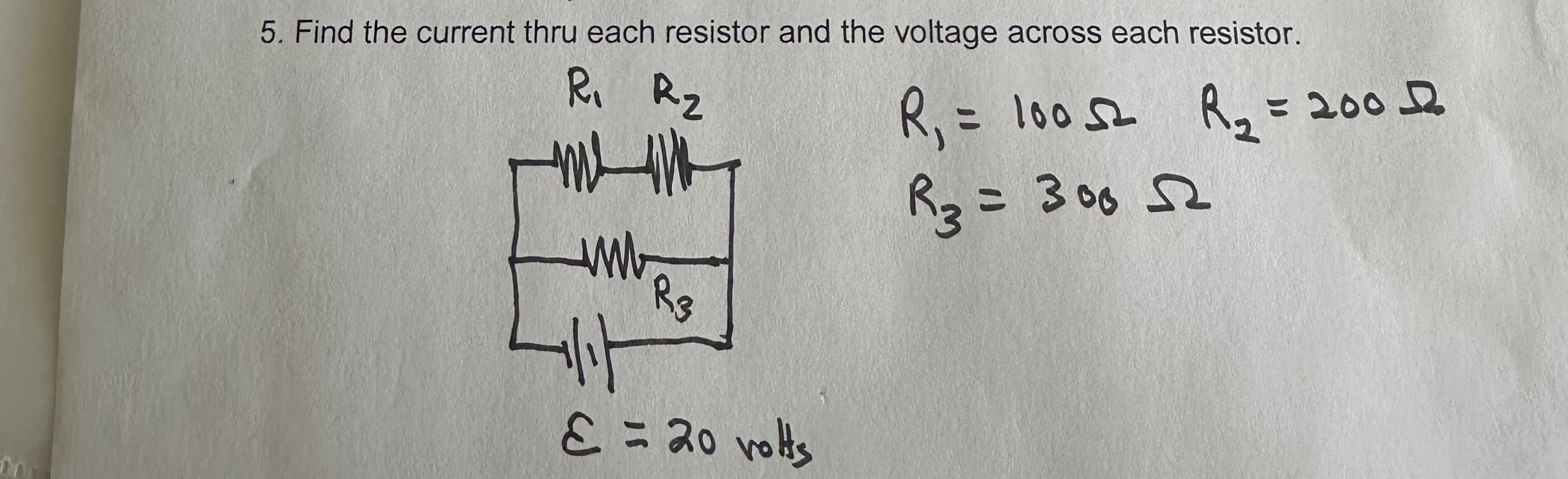 Solved Find the current thru each resistor and the voltage | Chegg.com