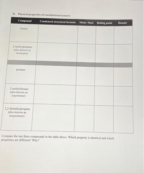 Solved Physical properties of constitutional isomers butane | Chegg.com