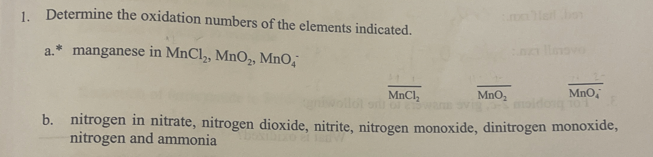 Solved Determine the oxidation numbers of the elements | Chegg.com