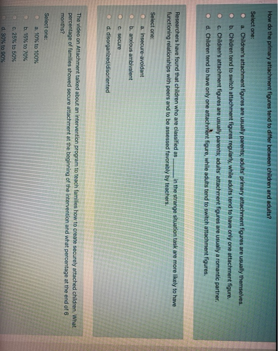 Solved How do the primary attachment figures tend to differ | Chegg.com