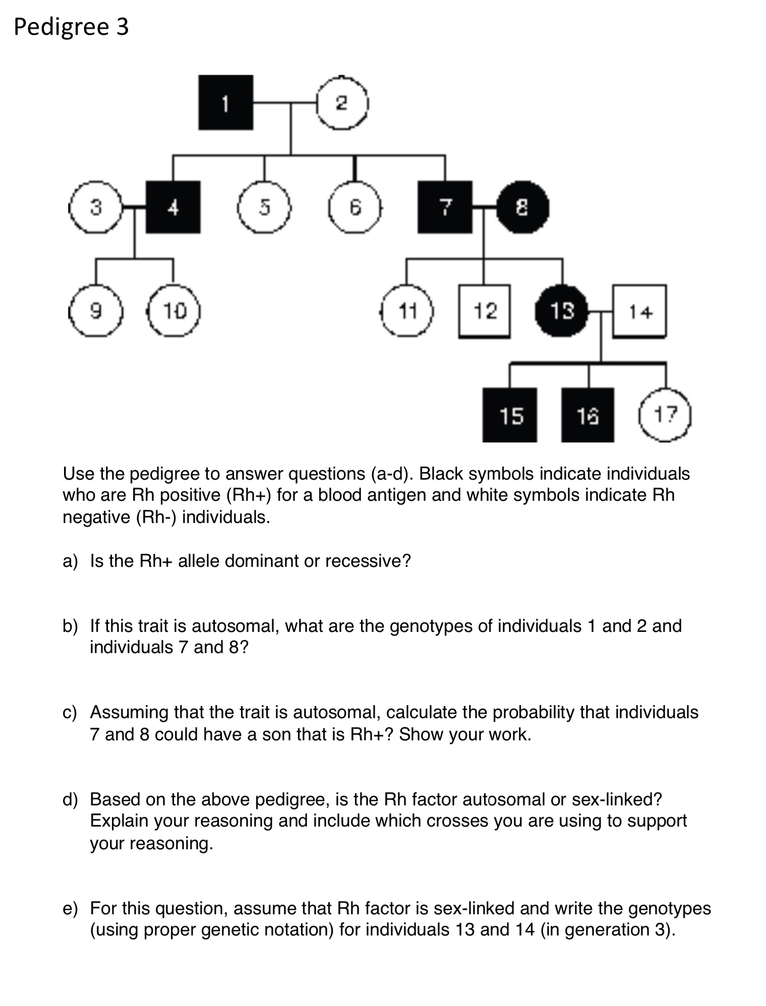 Solved For each Pedigree, determine whether the trait of | Chegg.com