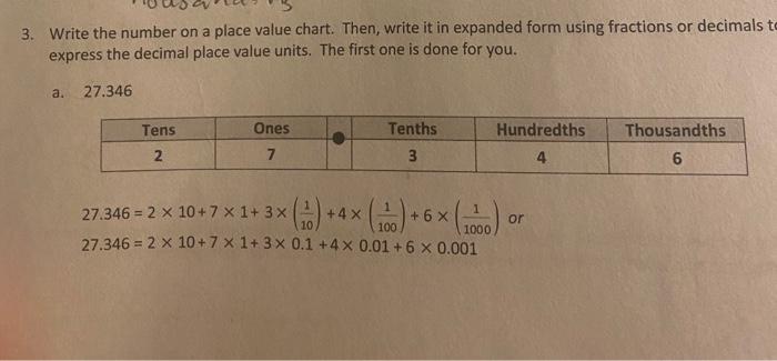 Solved 3. Write the number on a place value chart. Then, | Chegg.com