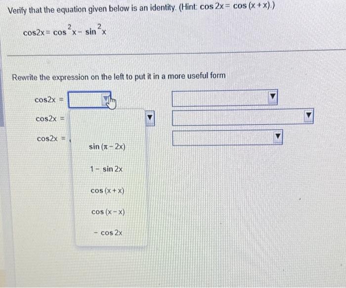 Solved Verify that the equation given below is an identity. | Chegg.com
