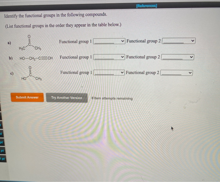Solved [References) Identify the functional groups in the | Chegg.com