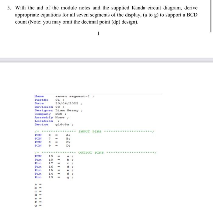 Solved Derive Boolean equations for all seven segments of | Chegg.com