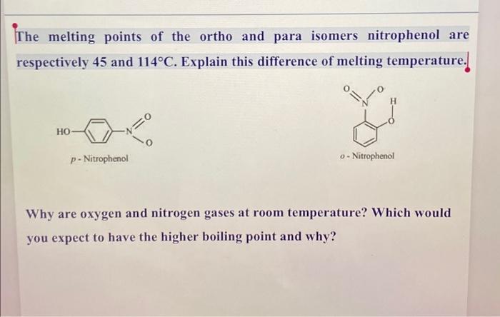 Solved The melting points of the ortho and para isomers | Chegg.com